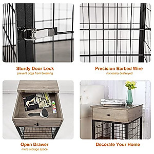 IDEALHOUSE Furniture Dog Crates, Style Wood Kennel End Table, House Indoor Use, Chew-Proof, Flip Top Storage, Casual Home Wooden Pet Crate, Crate Side Grey