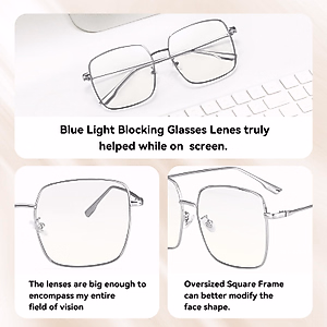 Dollger Blue Light Blocking Glasses women Non prescription Fashion Glasses Retro Metal Square Eyeglasses Frame Silver