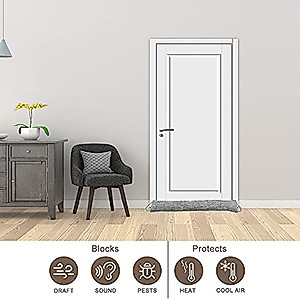 Upgraded Under Door Draft Guard 36inch, Air Stopper Noise Blocker Heavier Bottom Insulation with Hanging Loops Easy Storage (Grey, Cotton)