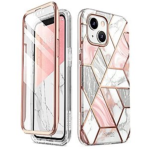 i-Blason Glitter Case for iPhone 14 Plus (6.7 Inches) Mobile Phone Case 360 Degree Case Bumper Protective Cover [Cosmo] with Screen Protector 2022 Edition (Marble)