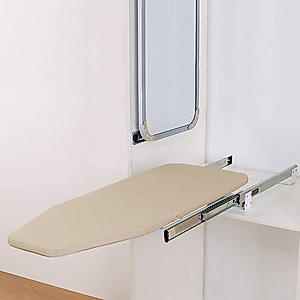 Hiding Ironing Board Foldable Ironing Station in Cabinet for Apartment & Small Room | Sturdy Folding Board, Easy-Release Lever 11.8 (W) x 5.5 (H) x Length 16.9 (L) White
