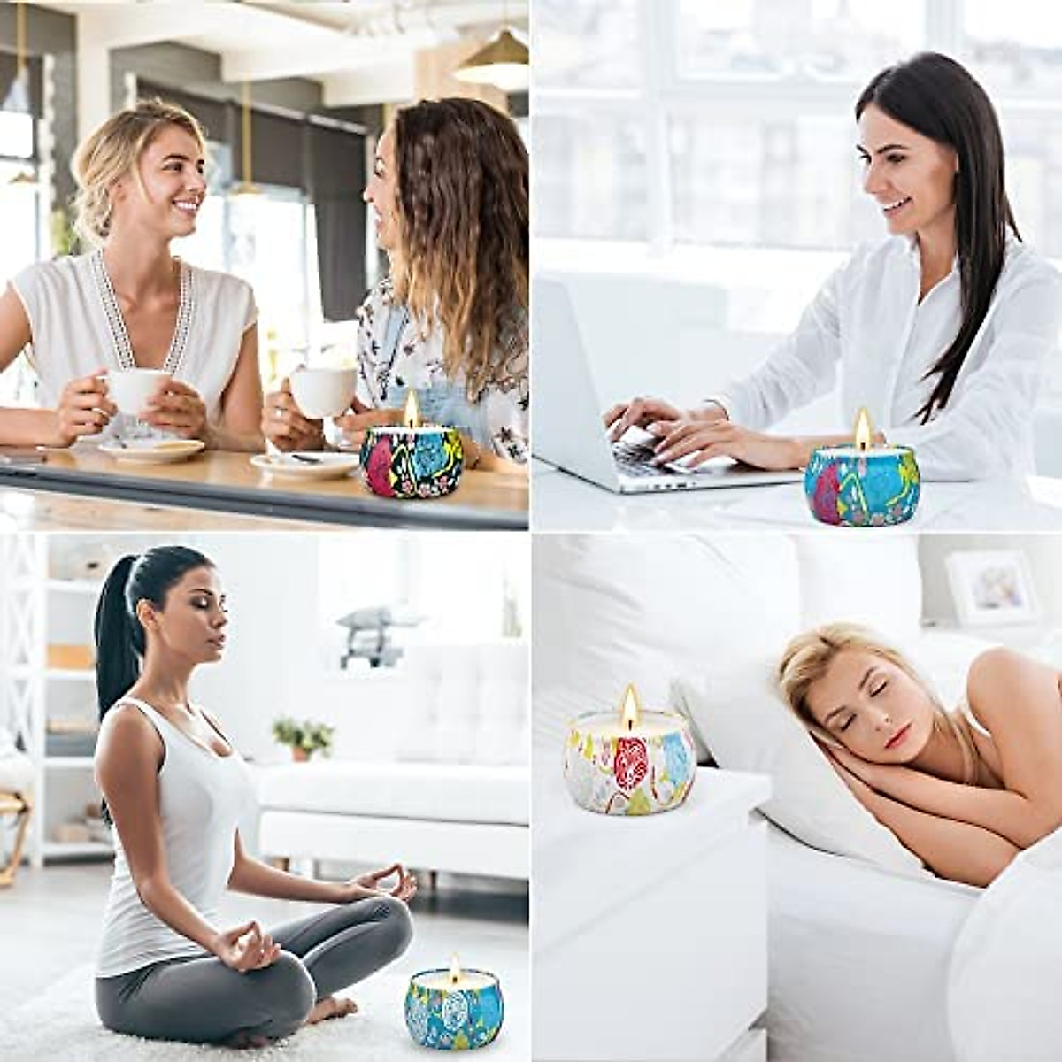 AKJGP Scented Candles Sets for Women,Aromatherapy Candle for Home Scented,4 Pack 4.4 oz Soy Wax Lavender Candles Stress Relief Gifts for Brithday Mother’ Day Coworker