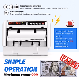 Frifreego Battery Operated Bill Counter Machine, Portable Rechargeable Money Counter with UV MG Detection, 800pcs/min Counting Speed, Take Anywhere with A Backpack for Multi-Currency Or Tickets