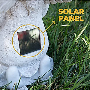 VP Home Heavenly Angel Solar Powered Outdoor Decor Garden Light with LED Crackled Glass Globe Fairy Outdoor Figurine Light for Home, Patio, Yard Art Resin Fairy Garden Solar Light