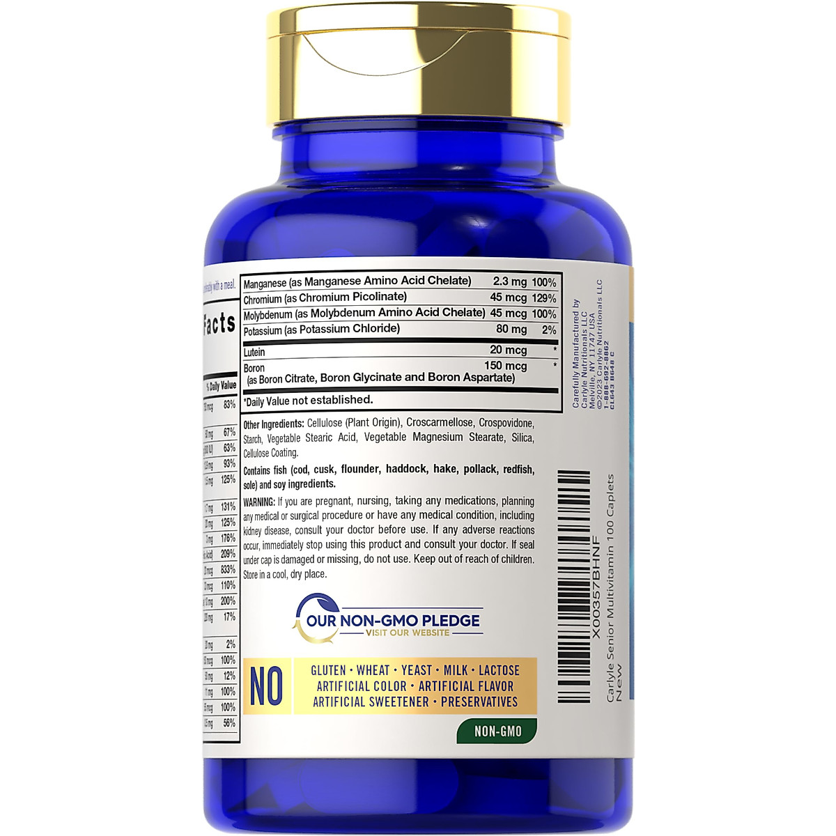 Carlyle Senior Multivitamin for Over 60 | 100 Caplets | with Lutein & Lycopene | ABC Advanced Supplement for Men and Women | Non-GMO, Gluten Free