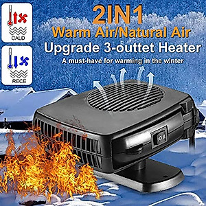 Paddsun 12V DC Portable Car Heater, 150W Anti-Fog Heating Fan Defroster Demister Car Amplifier Cooling Fans for Car SUV Truck Rv Trailer