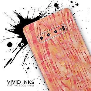 DesignSkinz Orange Watercolor Woodgrain Protective Vinyl Decal Wrap Skin Cover Compatible with The Samsung Galaxy S20 (Screen Trim & Back Glass Skin)