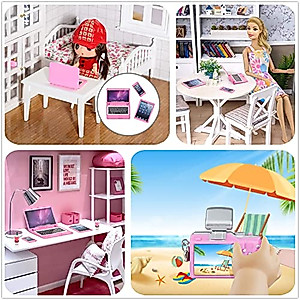 LCXYYY Dollhouse Miniature Laptop Computer Tablet Phone Simulation Accessories, 1:6 Scale Dollhouse Accessories Dolls Play Sets
