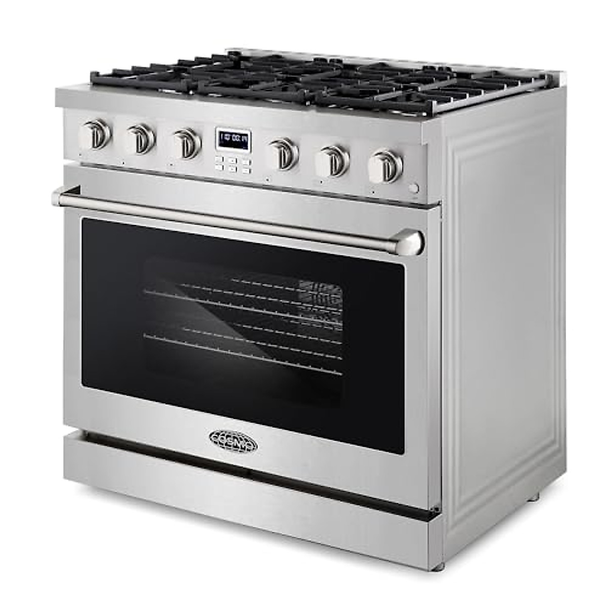 COSMO COS-GRC366KB 36 in. Lumin Collection 6.0 cu. ft Range with 6 Sealed Gas Burners and Convection Oven in Stainless Steel