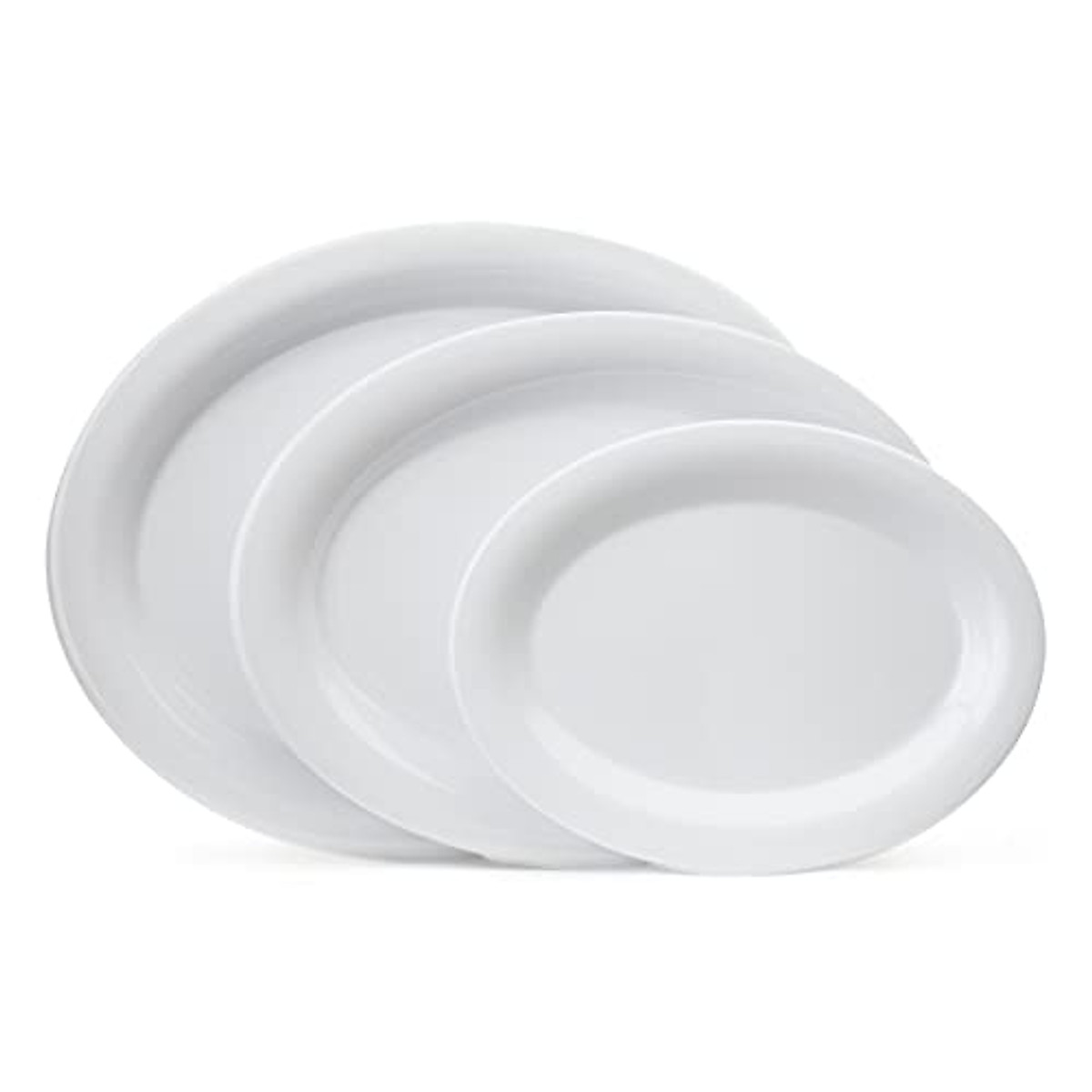 G.E.T. OP-120-DW Melamine Oval Serving Platter / Dinner Plate, 12" x 9", Diamond White (Set of 12)