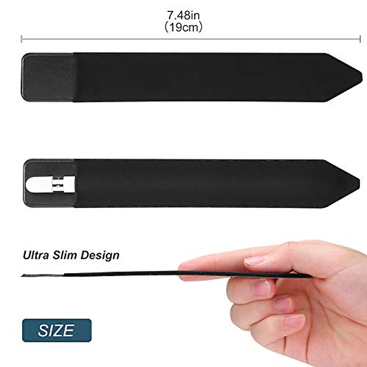 ProCase Pencil Holder Sticker for Apple Pencil 1st and 2nd Gen, Elastic Stylus Pocket Pouch Adhesive Stylus Pen Sleeve Attached to Case for Apple Pencil and Other Stylus Pens-Black