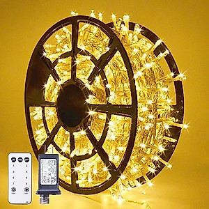 JMEXSUSS 168FT 600 LED Christmas Lights Outdoor Waterproof 8 Modes Indoor Christmas String Lights Warm White Christmas Tree Lights Plug in for Room Bedroom Wedding Party Holiday Decorations.