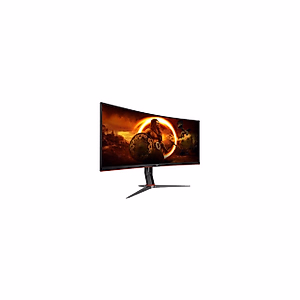 AOC CQ34G2 Super Curved Frameless Gaming Monitor, UltraWide FHD 2560x1080, 1500R VA Panel, 1ms MPRT, 75Hz, FreeSync, Height Adjustable, 3-Yr Zero Dead Pixels Black/Silver