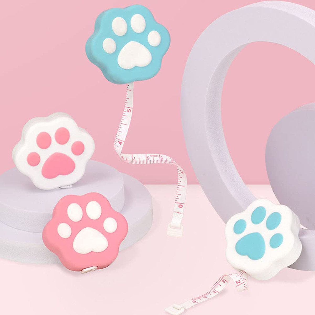 DOITOOL1pc Cartoon Cat Paw Modeling Tape Measure Portable Small Tape Measure Tool Practical Tools
