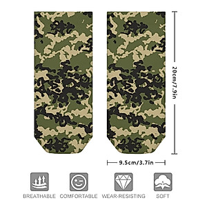 Mens Boys Ankle Low Cut No Show Socks Army Green Camouflage Funny Saying Colorful Crazy Cool Casual Sports Short Tab Socks Gift Black