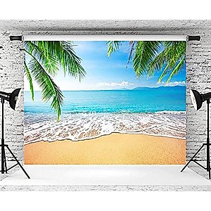 GYA 8x6ft Tropical Beach Backdrop Summer Palm Island Seaside Leaves Photography Background Props for Studio,Wedding,Party Photo Backdrops