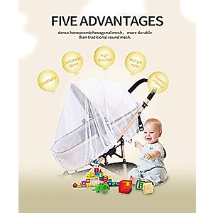 Mosquito Net for Stroller - Protective Baby Stroller Mosquito Net 2Pack - Perfect Bug Net for Strollers, Bassinets, Cradles, Playards, Pack N Plays and Portable Mini Crib (White)