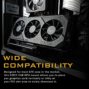 EZDIY-FAB Vertical Graphics Card Holder Bracket Support with Multi-Angle,GPU Mount,Video Card VGA Support Kit with PCIE3.0 Riser Cable- Black