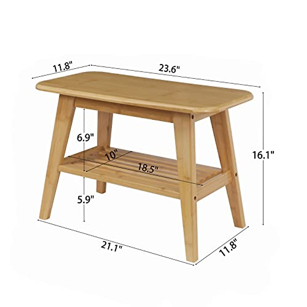WILK Bamboo Shoe Rack for Entryway, Shoe & Entryway Bench, 2-Tier Shoe Cabinet