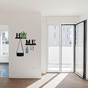 Simetufy Decorative Farmhouse Key Holder for Wall, Wall Mounted Key Hangers for Wall, Wooden Key Rack with 6 Double Key Hooks for Entryway, Hallway, Office, Black,30''x7.5''x0.6''