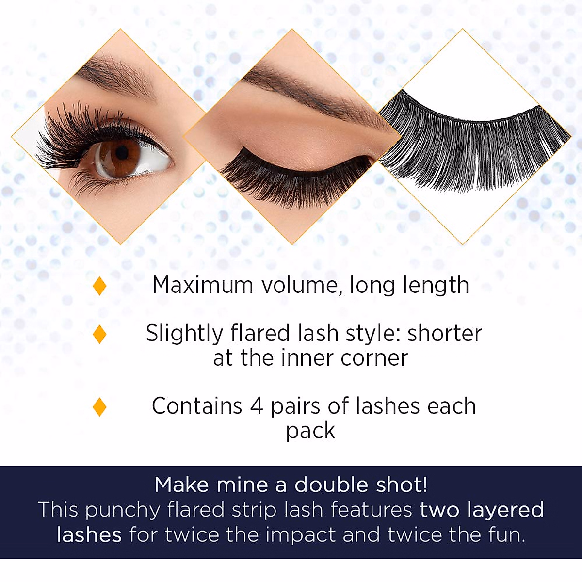 Ardell False Eyelashes Double Up 204 - Dramatic Volume & Length Strip Lashes, Reusable Fake Lashes, 1 Pack