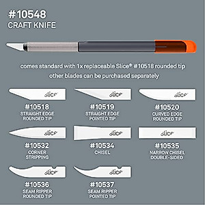 Slice 10548 Craft Knife, Finger-Friendly Edge, Safer Choice, Never Rusts, Lasts 11x Longer Than Steel, Precision Cutting (1 Pack)