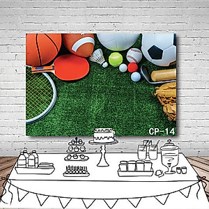 LYWYGG 7x5ft School Playground Photography Backdrops Sports Goods Grassland Backdrop for Studio Prop Photo Background Photography Props CP-14