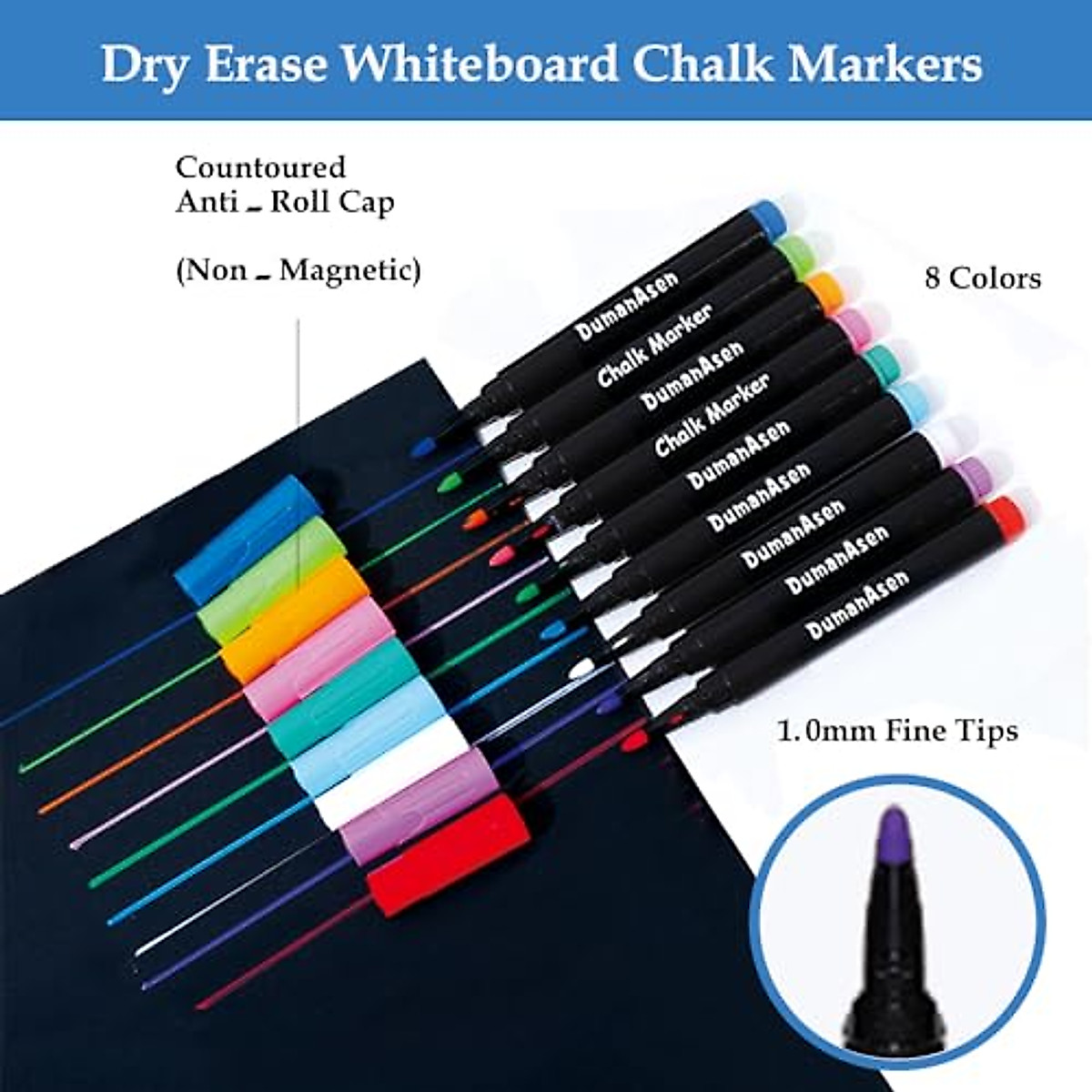 DumanAsen Magnetic Dry Erase Blackboard for Fridge, 16" x 12" Menu Board/Meal Planner for Refrigerator, with Stain Resistant Technology, Include 8 Chalk Markers