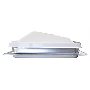 Heng's Industries Class A Customs 14" RV Roof Vent 12 Volt Powered Fan with WHITE Wedge Style Lid - 1” Garnish Ring | 71112A