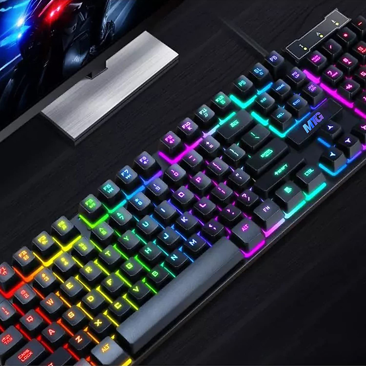 MTG RGB Backlit Mechanical Wired Gaming Keyboard and Mouse, Full Anti-ghosting Keys and RGB Stereo Speaker with 6 Colorful LED Modes with RGB Headphone for Desktop PC Laptop Combo