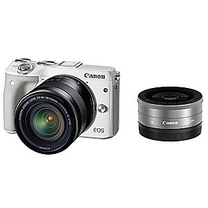 Canon Mirror-Less SLR Camera EOS M3 Double Lens kit (White) EF-M18-55mm F3.5-5.6 is STM EF-M22mm F2 STM Comes EOSM3WH-WLK [International Version, No Warranty]