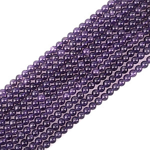 ICAI Beads 4mm Natural Amethyst Stone Round Loose Stone Beads for Jewelry Making DIY Crafts Design 1 Strand 15" APPR.98-100pcs