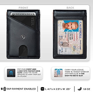 Suavell Leather Mens Wallet. Minimalist Wallet Credit Card Holder with Money Clip and RFID Wallet Protection. Slim Wallets Men Gifts (Obsidian Bronze Ranger)