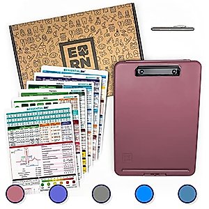 Essential RN Nursing Clipboard with Storage, Cheat Sheets & Pen Light Set -Quality Nursing Clipboard with Nursing & Medical Edition References - Nurse Clipboard Perfect Nursing School Gift (Rose Pink)