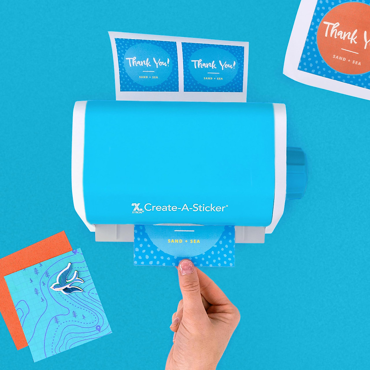 Xyron Create-a-Sticker, 5" Sticker and Label Maker Machine for Small Business and DIY Crafts, Includes Permanent Adhesive, Pre-Loaded (0501-05-10A), 9.055" x 5.709" x 5.906"