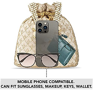 Aheli Indian Potli Bags for Women Evening Bag Clutch Ethnic Bride Purse with Drawstring (P26CRM)