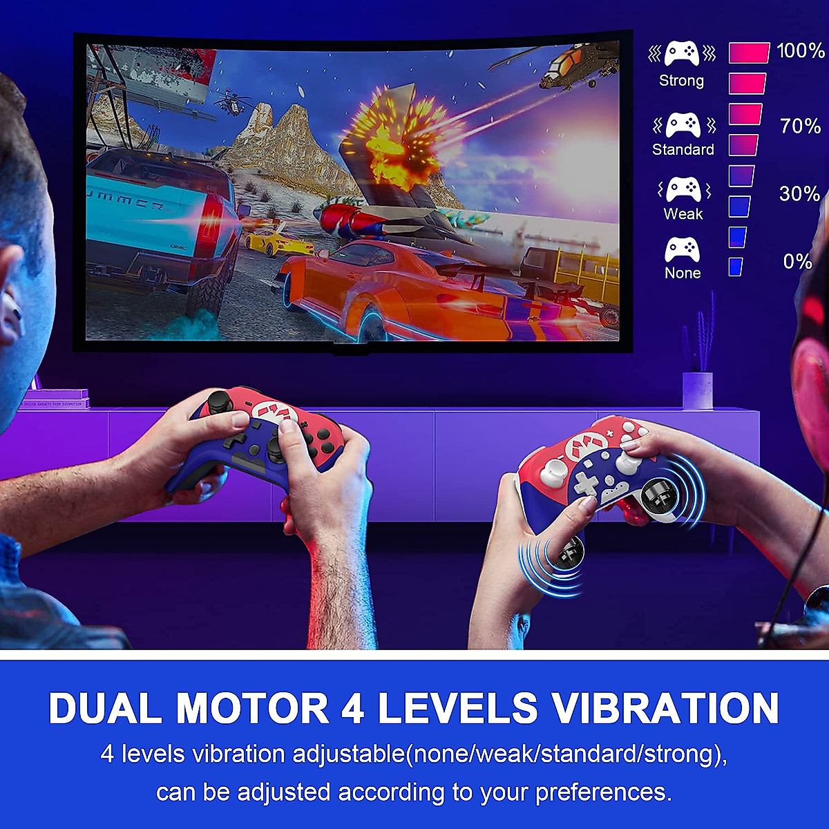 FLIEEP Switch Controller - Wireless Switch Pro Controller for Switch/Switch Lite/Switch OLED with 3 Levels Turbo Function, 4 Levels Adjustable Vibration, Six-Axis Motion Control, One-Key Wake up