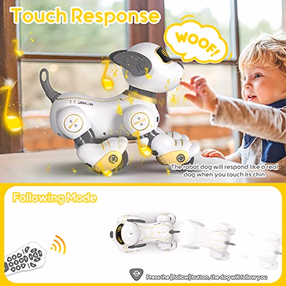 SONOMO Remote Control Robot Dog Toy for Kids, Programmable Robotic Puppy, Smart Interactive Stunt Robot Dog Toy for Kids 3-8 Year Gift
