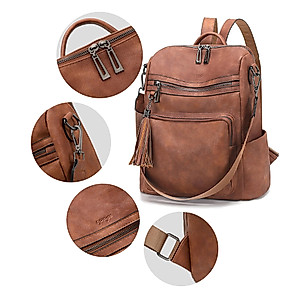OPAGE Leather Backpack Purse for Women Fashion Tassel Ladies Shoulder Bags Designer Large Backpack Travel Bag