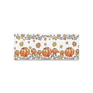 Orange Pumpkin Bath Mat for Tub,Non Slip Bathroom Floor Runner Rug Quick Dry & Absorbent Diatomaceous Earth Shower Sink Bedroom Kitchen Washable Doormat,Thanksgiving Fall Maple Leaves White 20"x47"