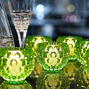 6pcs Green Votive Candle Holders Set of 6 Green Glass Tealight Candle Holders in Bulk Crystal Tea Light Candle Holders for Home Wedding St Patricks Day Decor