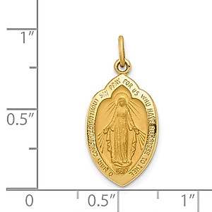 Solid 14k Yellow Gold Virgin Mary Pray for Us Charm Miracle MedalCharm Pendant - 24mm x 12mm