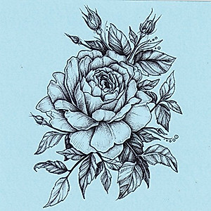 DaLin 4 Sheets Temporary Tattoos for Men Women Flowers Collection (Black Rose)