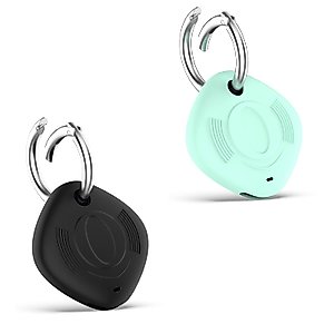 2-Pack Cases Compatible with Samsung Galaxy SmartTag/SmartTag+ Plus Case, Replacement Silicone Anti-Scratch Case with Key Chain Protective Skin Anti-Lost Soft Rubber Case Cover (Black&Teal)