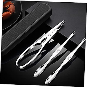 Cabilock 1 Set Crab Eating Tool Household Tools Metal Forks Stainless Steel Set Seafood Crab Utensils Seafood Sheller Seafood Eating Tools Crab Picks Crab Leg Crackers Gadgets Shelled