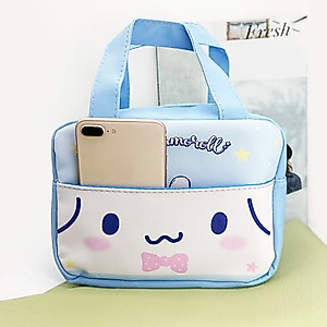Kawaii White Dog Insulated Lunch Bag with Pin for Women, Reusable Large Capacity Lunch Box, Leakproof Lunch Tote Bag with Front Pocket, Lunchbox Container Thermal Cooler Bag Food Handbags for Work