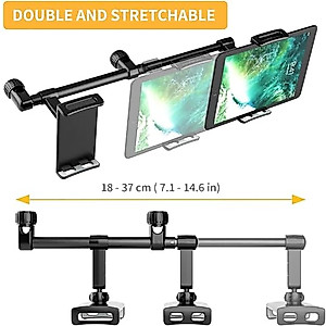Holulo Headrest Tablet Holder with Dual Adjustable Positions,360° Rotation headrest Tablet Holder, Universal ipad Holder for car Backseat for 4" to 11" iPad/Tablet/Smartphone/Switch(2 Positions)