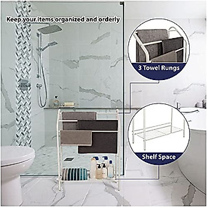 3 Bar Towel Rack w/Shelf for Bathroom and Kitchen, White