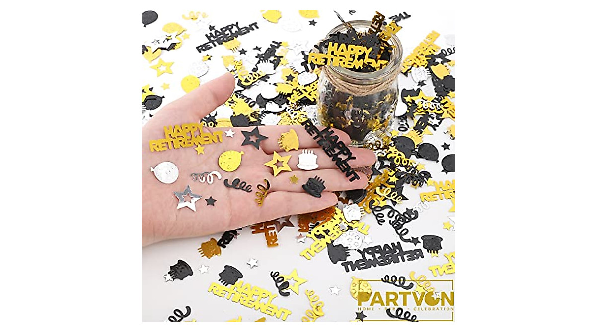 Retirement Party Decorations Black Gold Confetti - Celebrate in Style