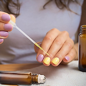 sungwoo 12 Pack Essential Oil Roller Bottles Stainless Steel, 10ml Amber Glass Roller Bottles with Caps for Travel, Perfume and Lip Gloss